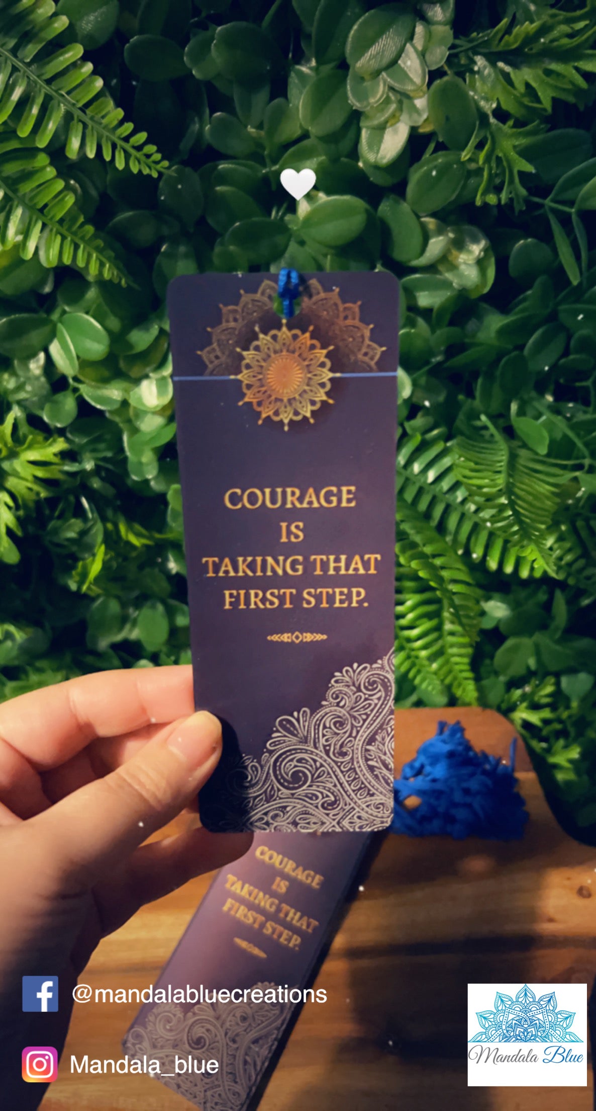 Inspirational bookmark-courage – Mandala Blue Creations